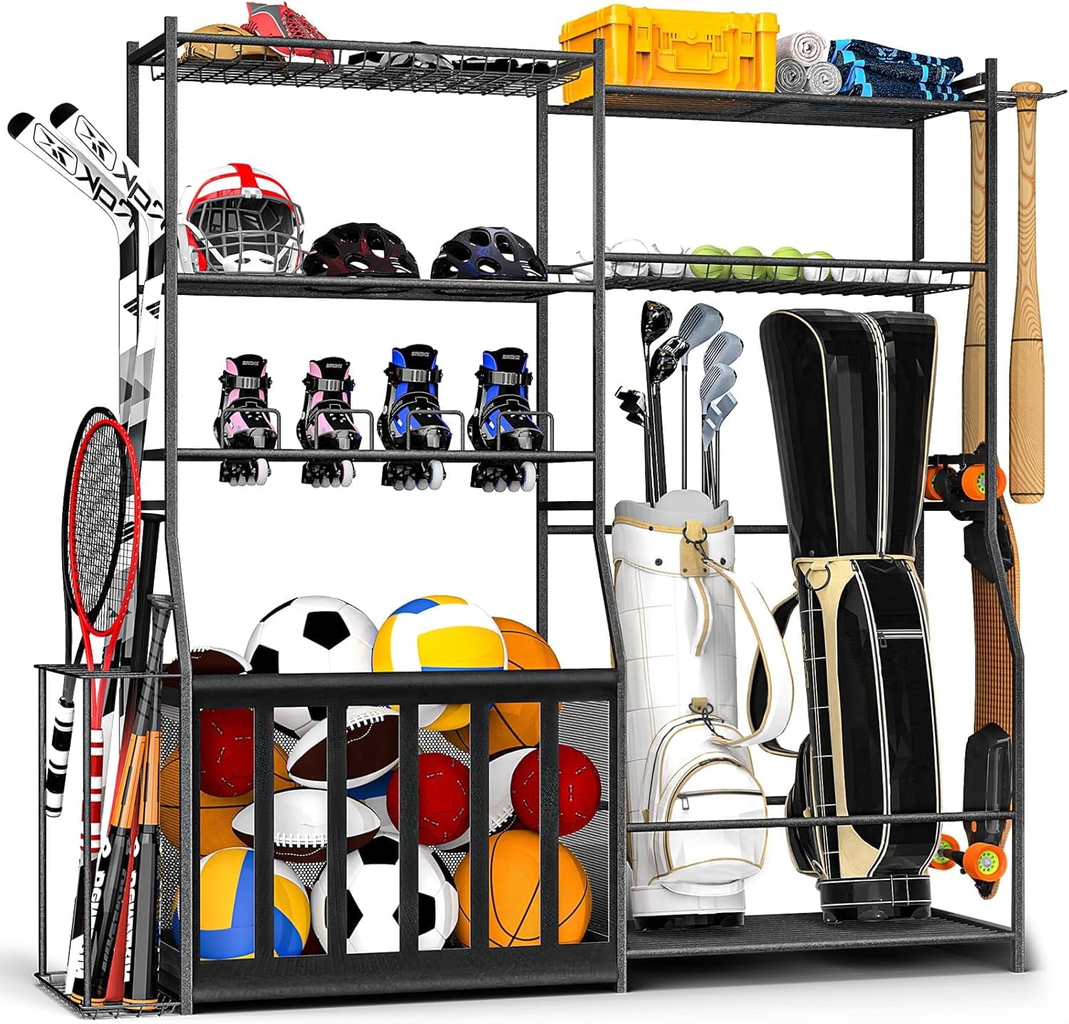 XIEWEI Garage Sports Equipment Organizer, Golf Bag Organizer Stand with ...