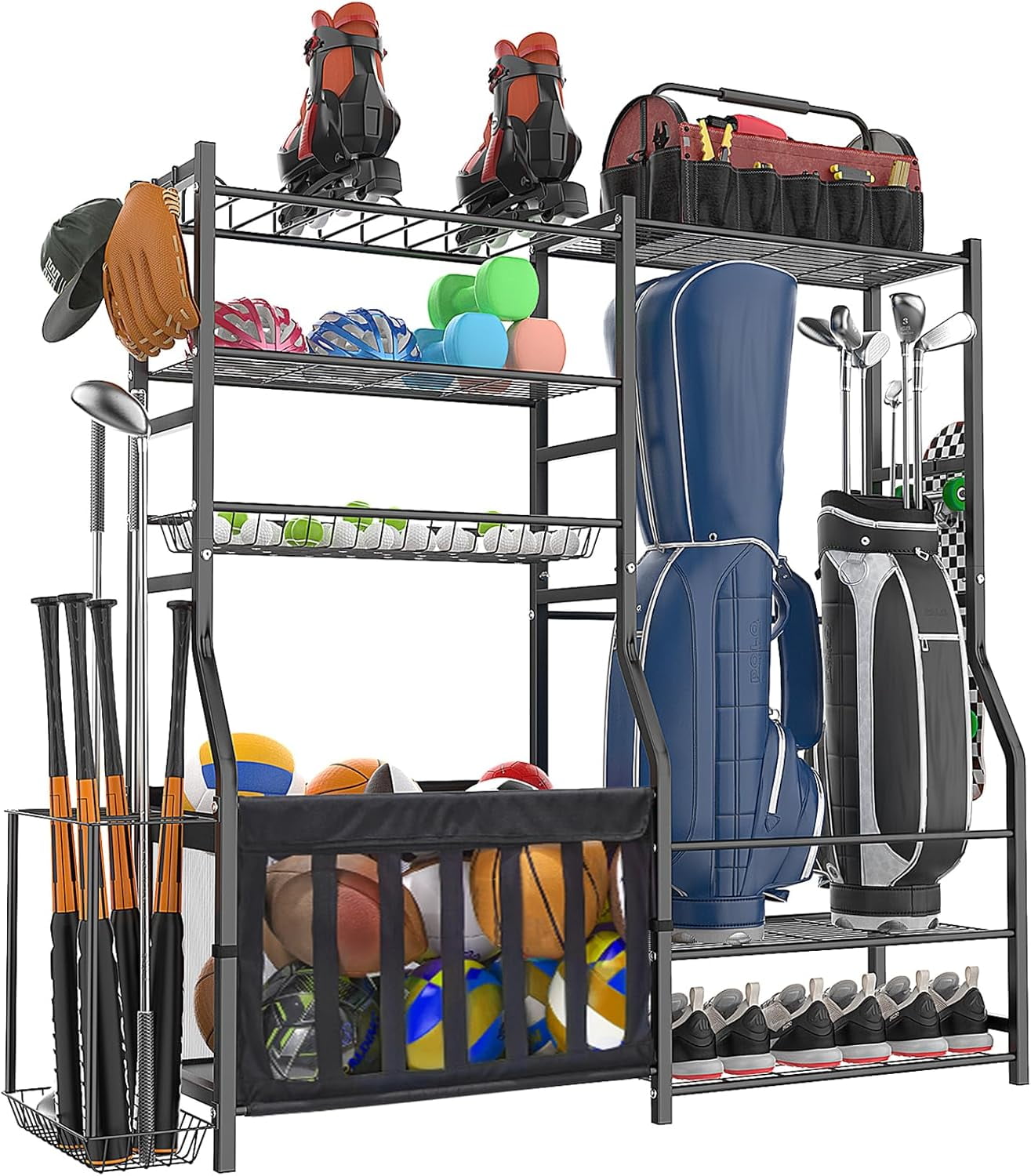 Garage Sports Equipment Organizer, Strong Load Bearing Golf Bag ...