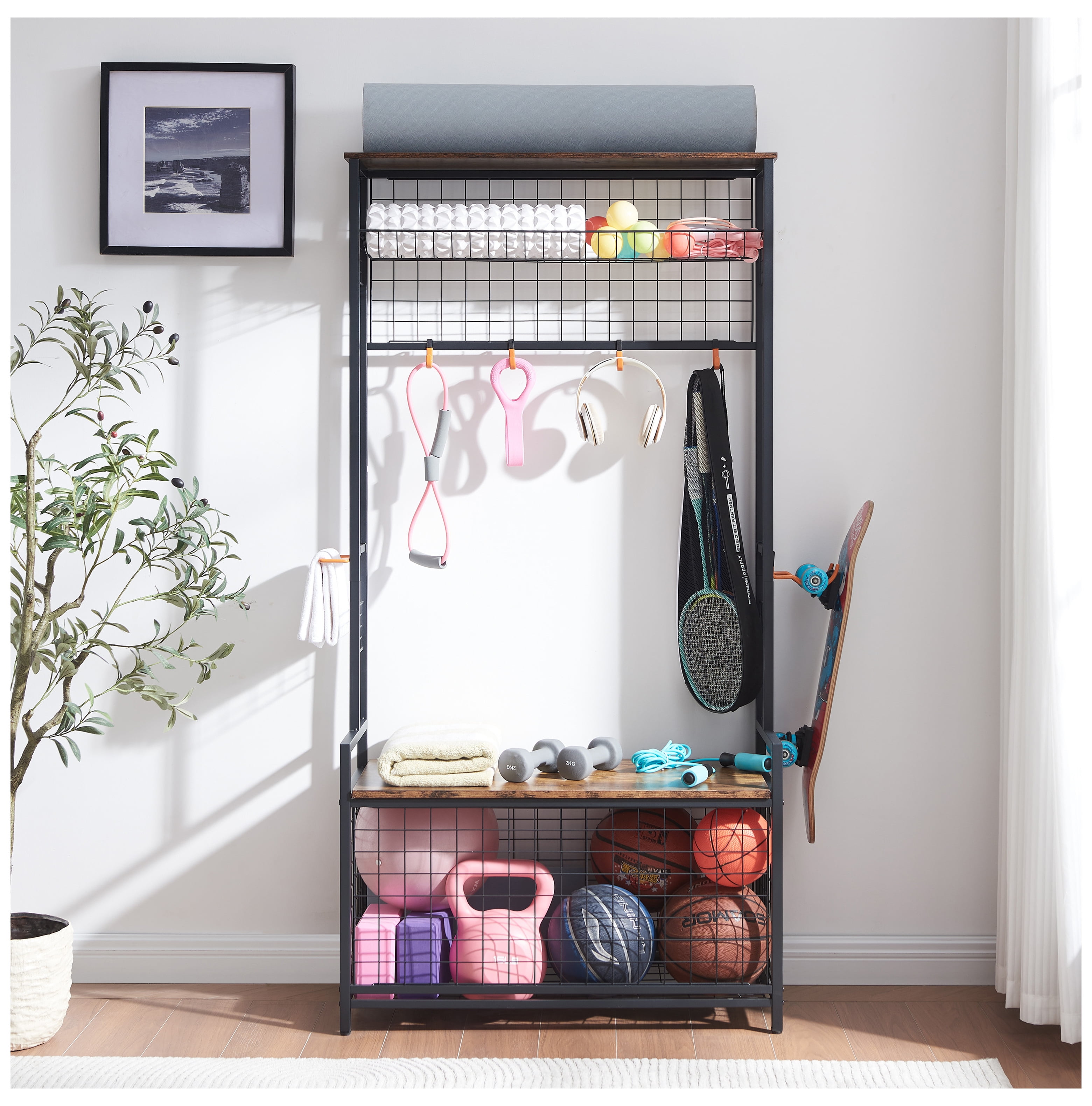 Garage Sports Equipment Organizer System Gear Basketball Racks for ...