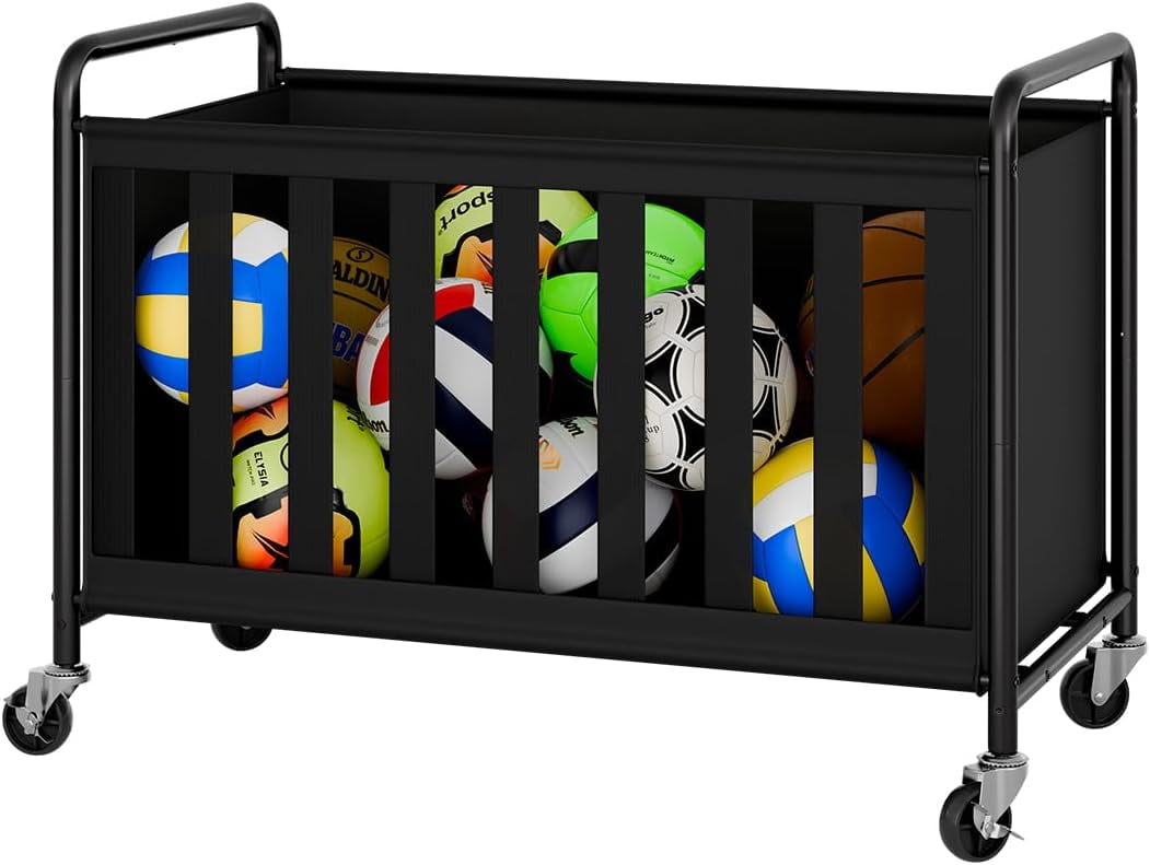 Garage Sports Equipment Organizer with Hooks, Ball Rack Organizer with ...