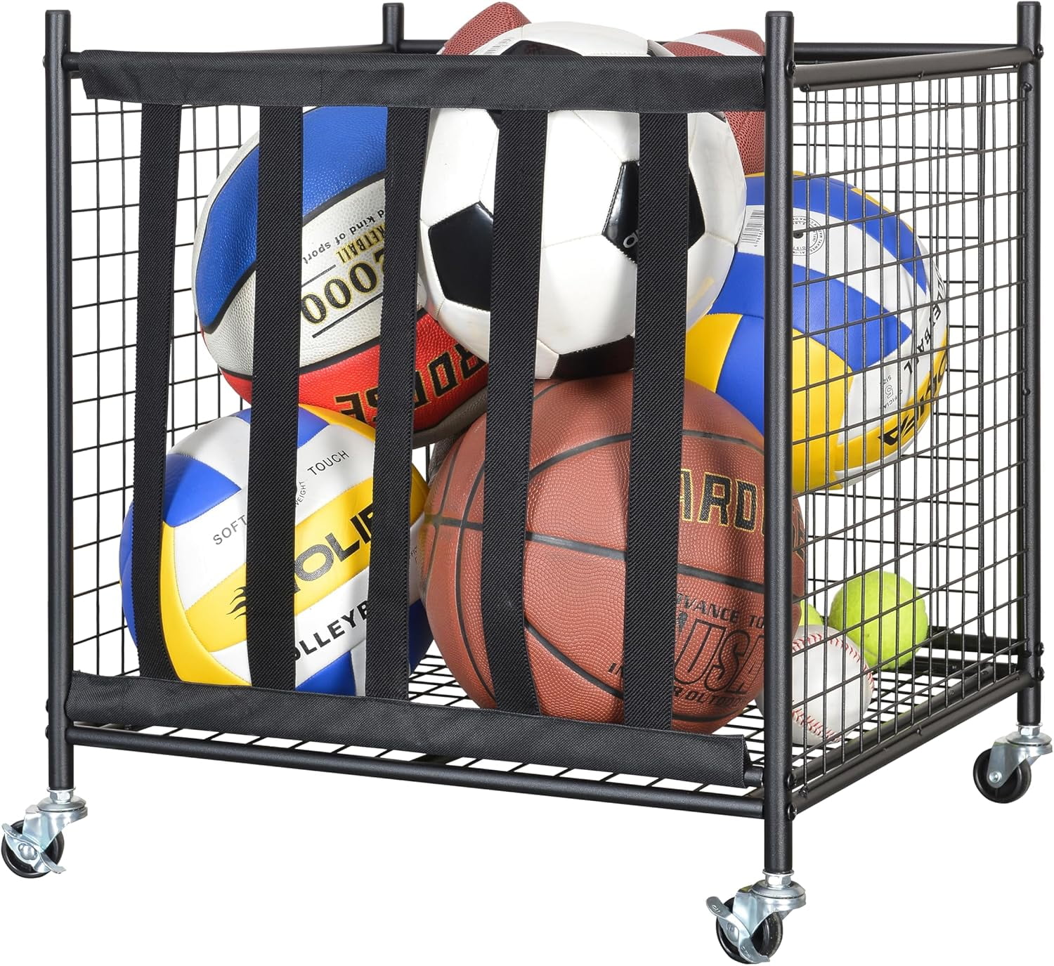 Garage Sports Equipment Storage Organizer Sports Ball Storage Rolling ...