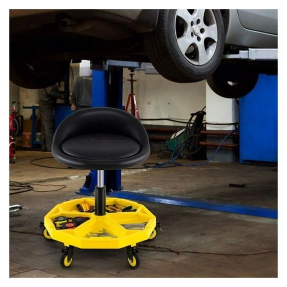 Garage Stool Height Adjustable with Tool Tray - Mechanic Creeper Seat ...