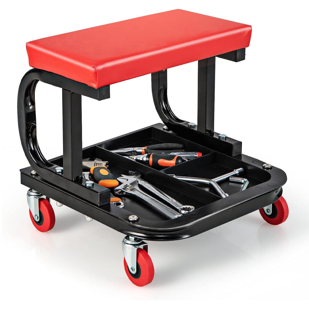 Garage Stool Work Chair, Mechanic Stool with Classified Tool Tray ...