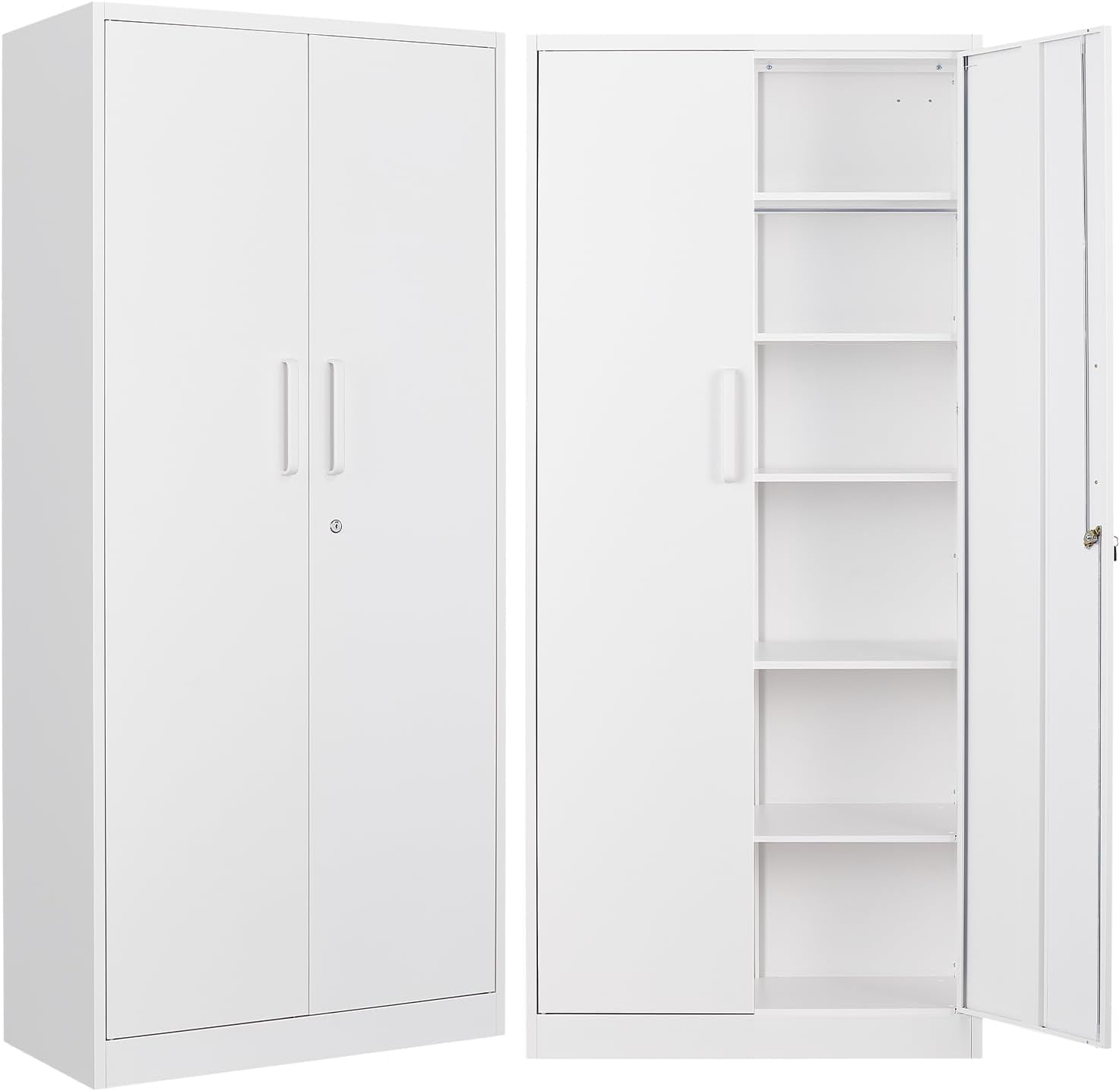 Garage Storage Cabinet with Lock, 72" Steel Storage Cabinet with Doors ...