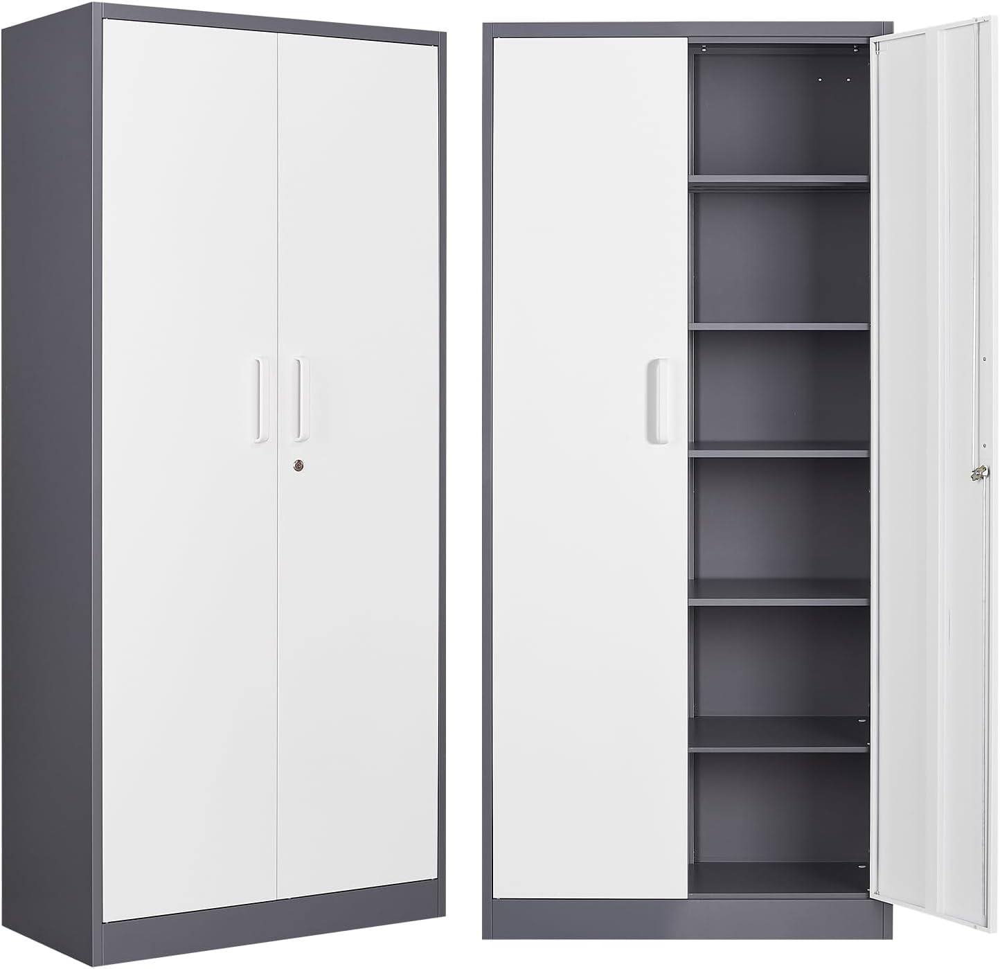 Garage Storage Cabinet with Lock, 72" Steel Storage Cabinet with Doors ...