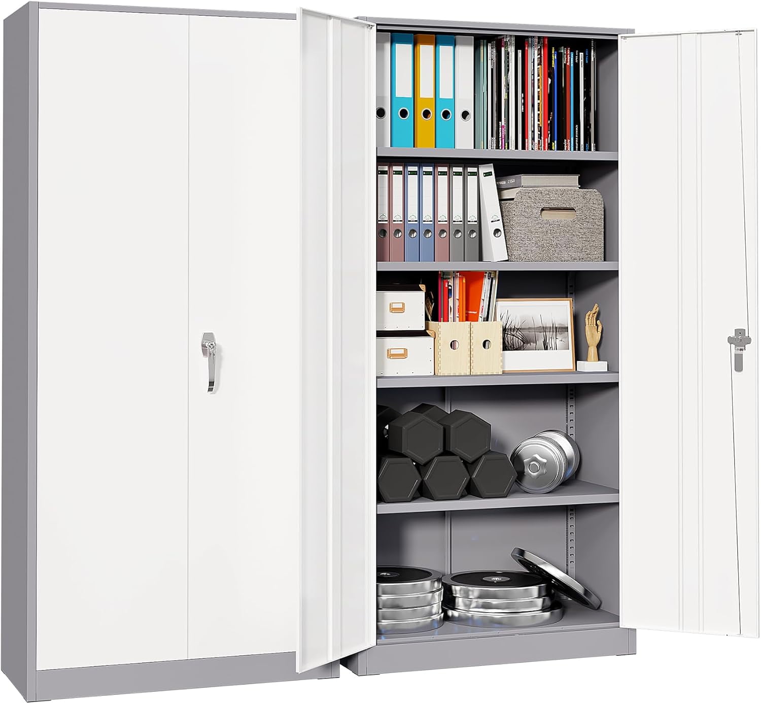 Garage Storage Cabinet, Metal Locking Cabinet with Layers and Door ...