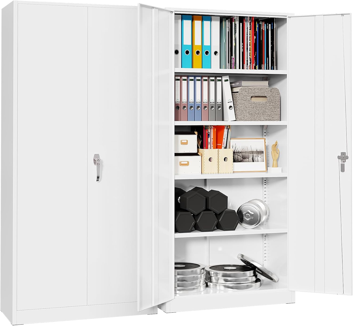 Garage Storage Cabinet, Metal Locking Cabinet with Layers and Door ...