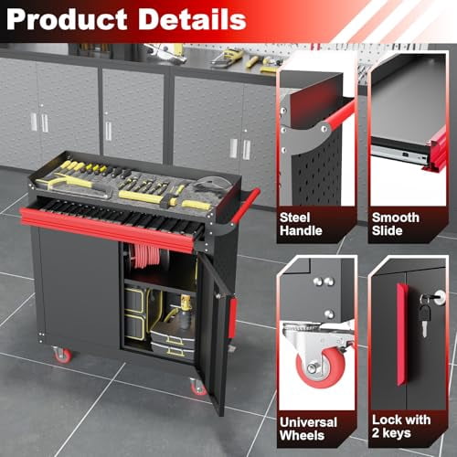 Garage Storage Cabinet with Wheels, Metal Garage Storage Cabinets with ...