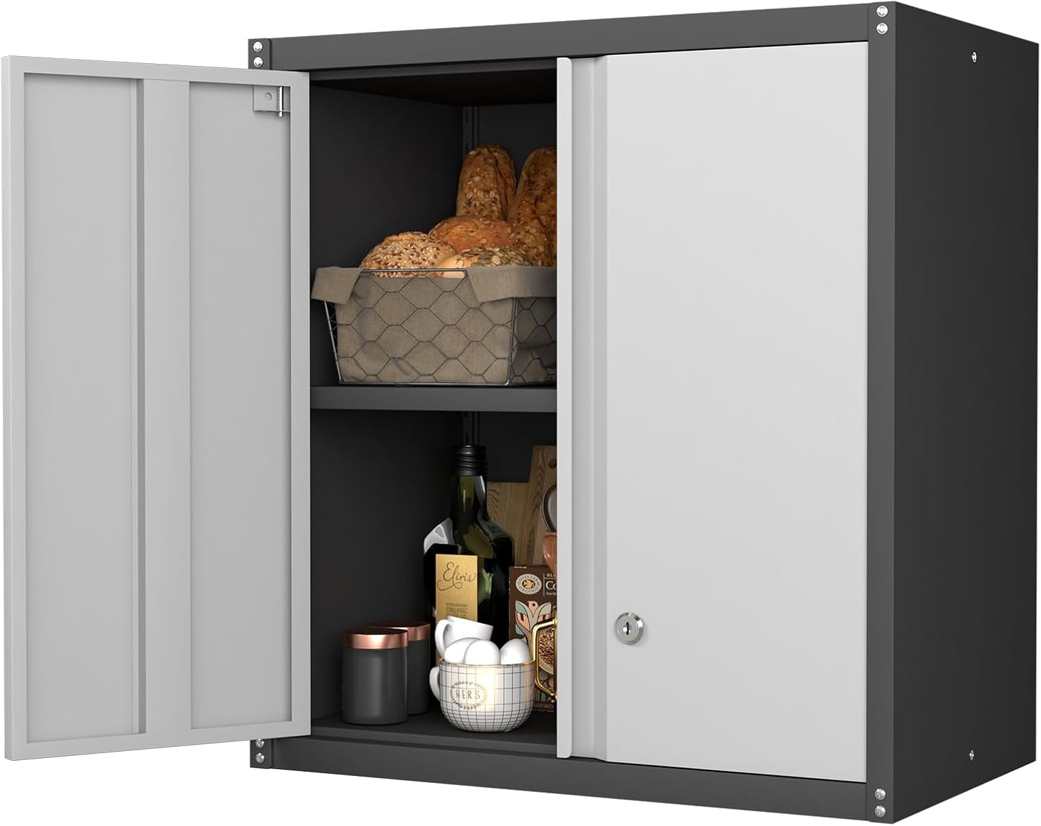 Garage Storage Cabinets Wall Mounted, 28”H Wall Cabinet Storage for ...