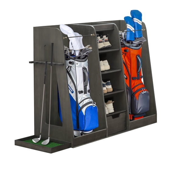 GoSports Premium Wooden Sports Equipment Organizer with Storage Hooks ...