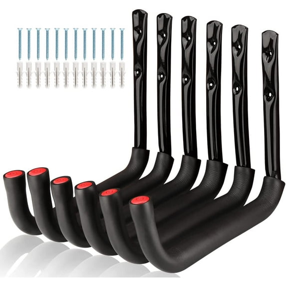Garage Storage Ladders Hooks, 6 Pack Heavy Duty Utility Hanger, 9.8IN Wall Mount Rack Safely ...