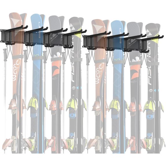 Garage Storage Organization Ski Rack 8 Pairs of Skis Mount Hanger for ...