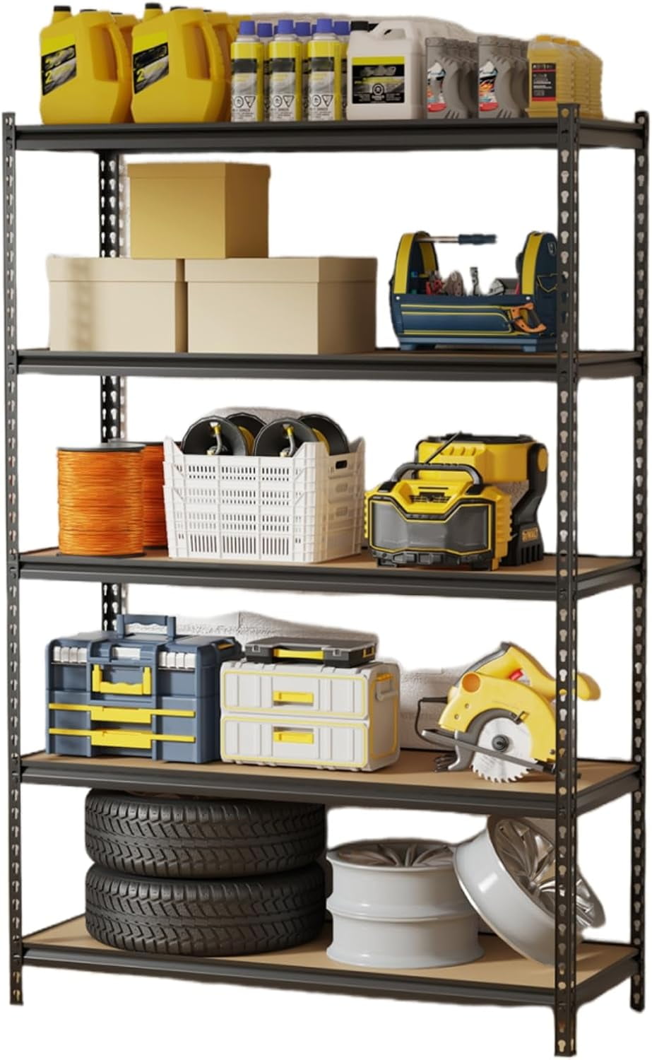 Garage Storage Shelves,5-Tier Heavy Duty Storage Shelving,Load 3850 Lbs ...