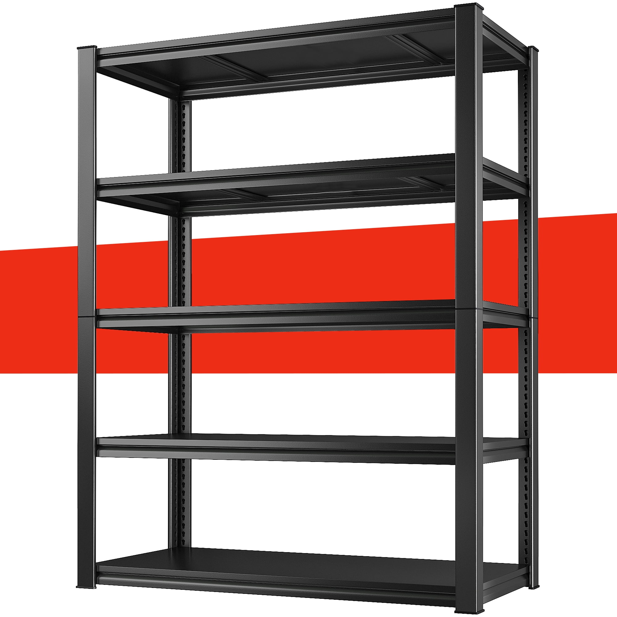 Black 5 Tier Adjustable Metal Garage Storage Shelves