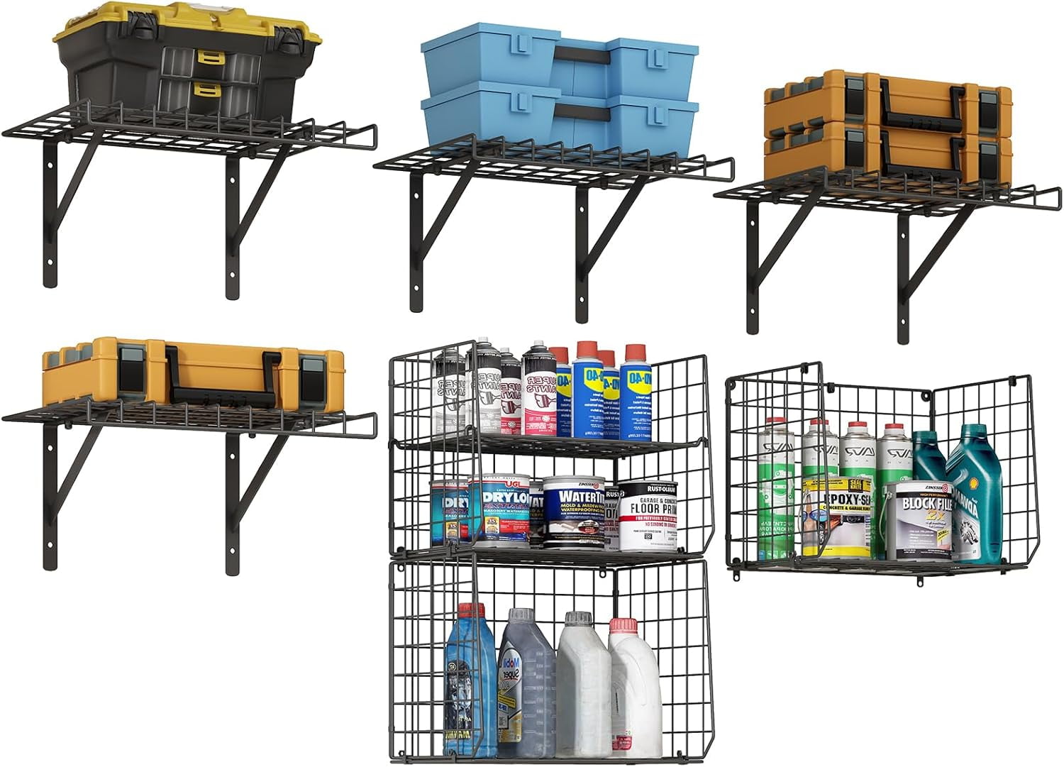 Garage Storage Shelves Wall Mounted, Garage Wall Organizer with Wire ...