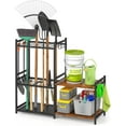 Garage Tool Organizer with 2-tier Wooden Shelves, Yard Tool Organizer ...