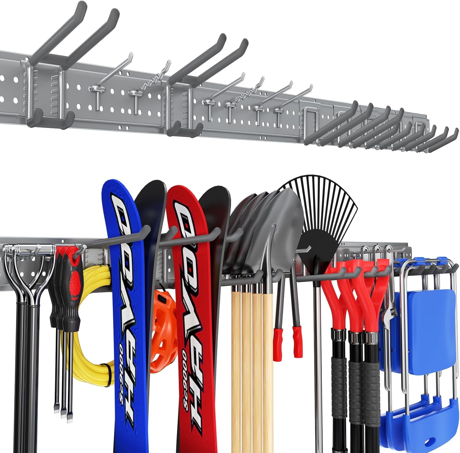 Garage Tool Organizer Wall Mount 64 with 13 Adjustable Heavy-Duty Hooks ...