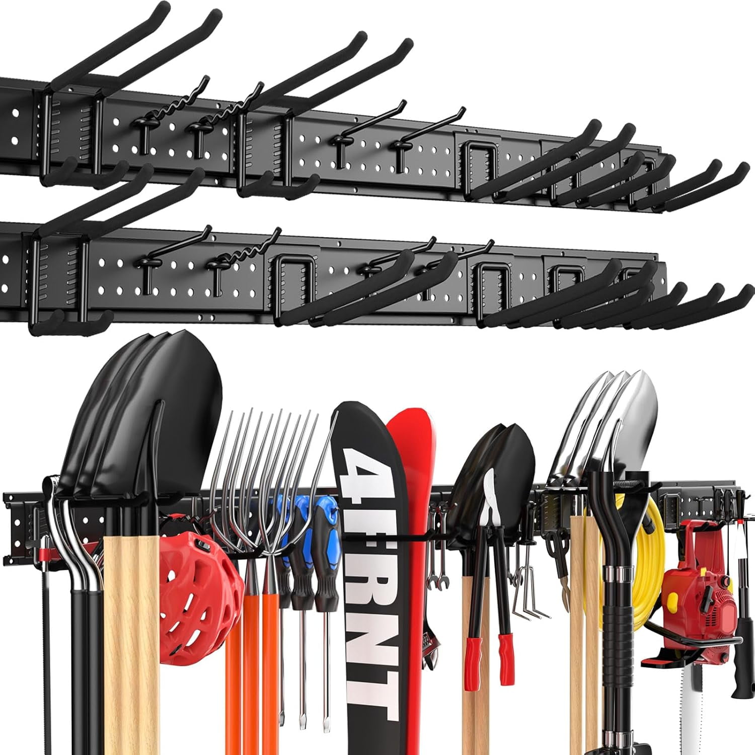 Garage Tool Organizer Wall Mount 96 inches with 18 Adjustable Heavy ...