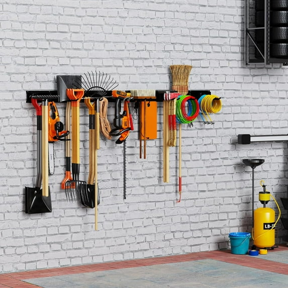 Garage Tool Organizer Wall Mounted, 64 Inches Adjustable Garden Tool ...