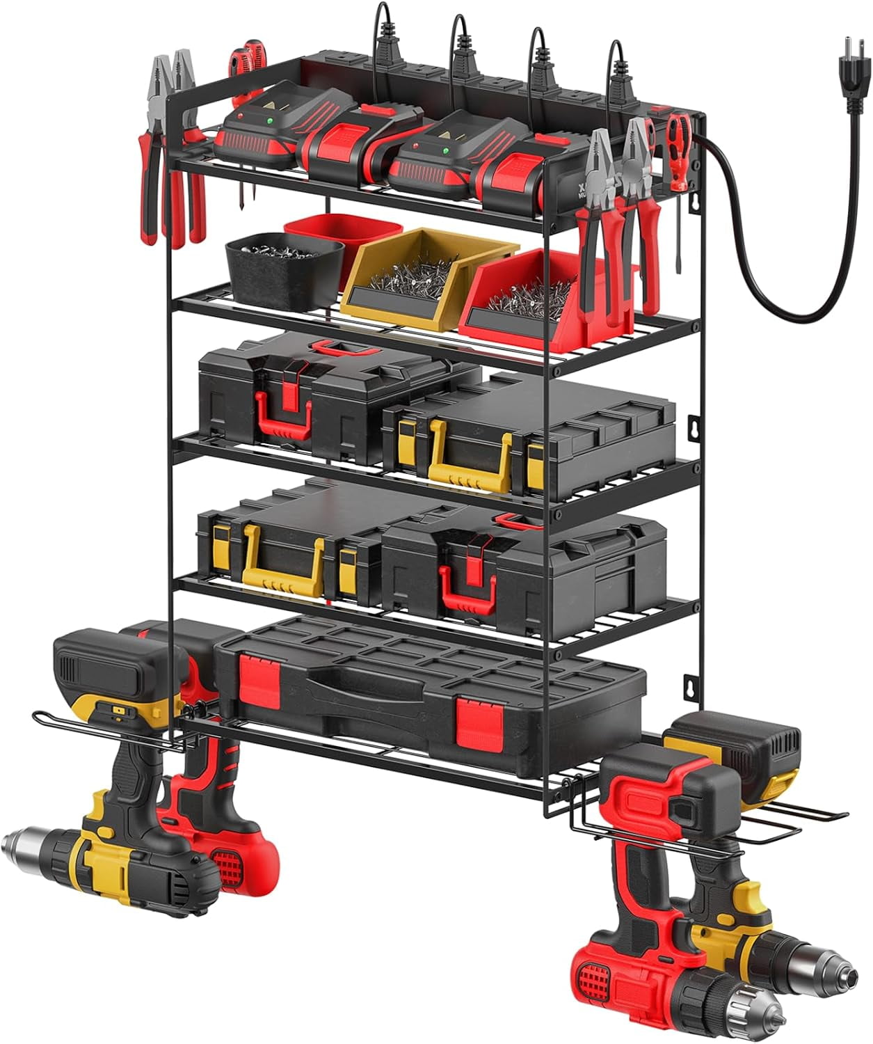 Garage Tools Storage with Charging Station. Power Tool Battery ...