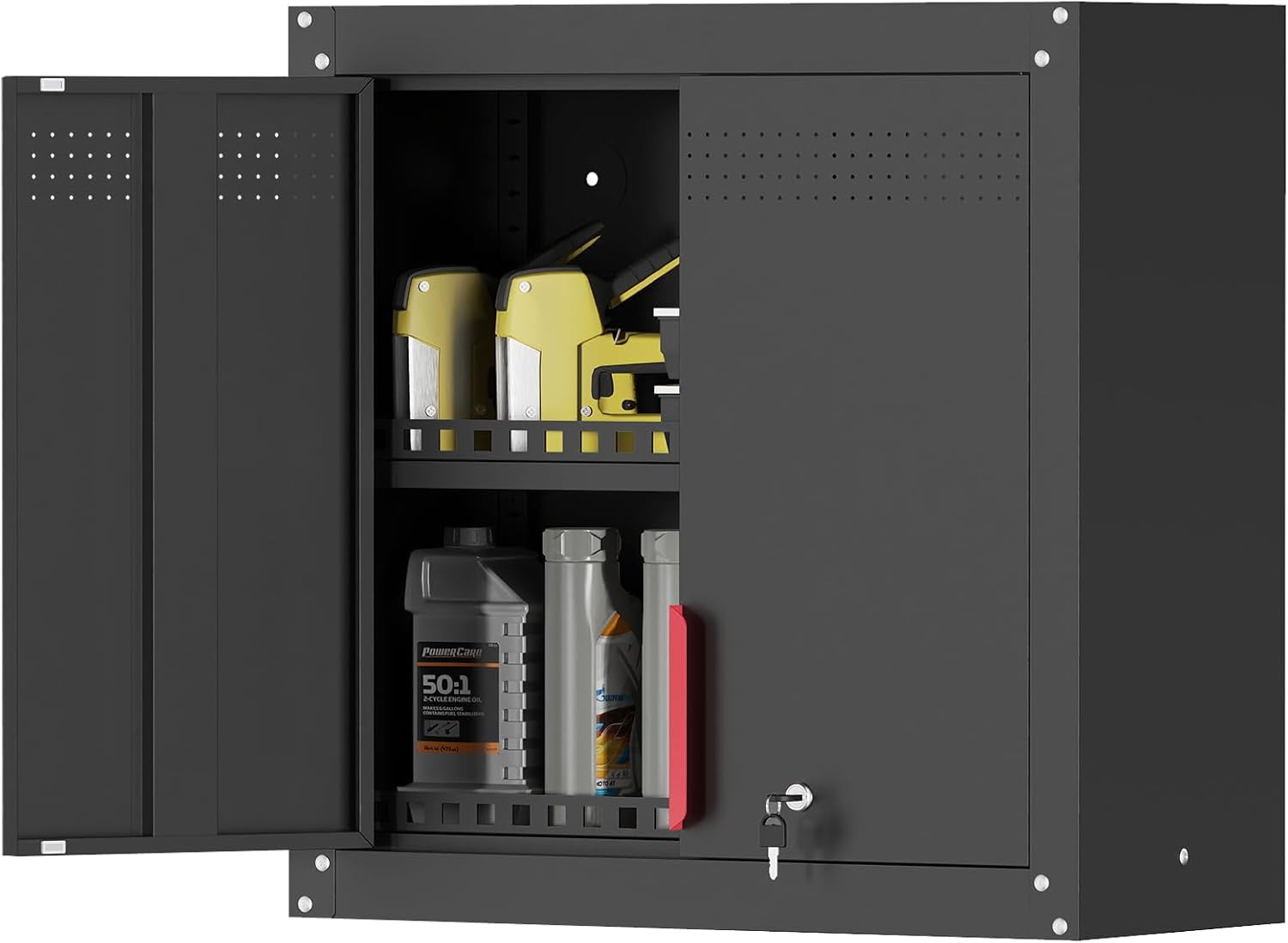 Garage Wall Cabinet, Metal Wall Cabinet with Lockable Doors,26" Tall ...