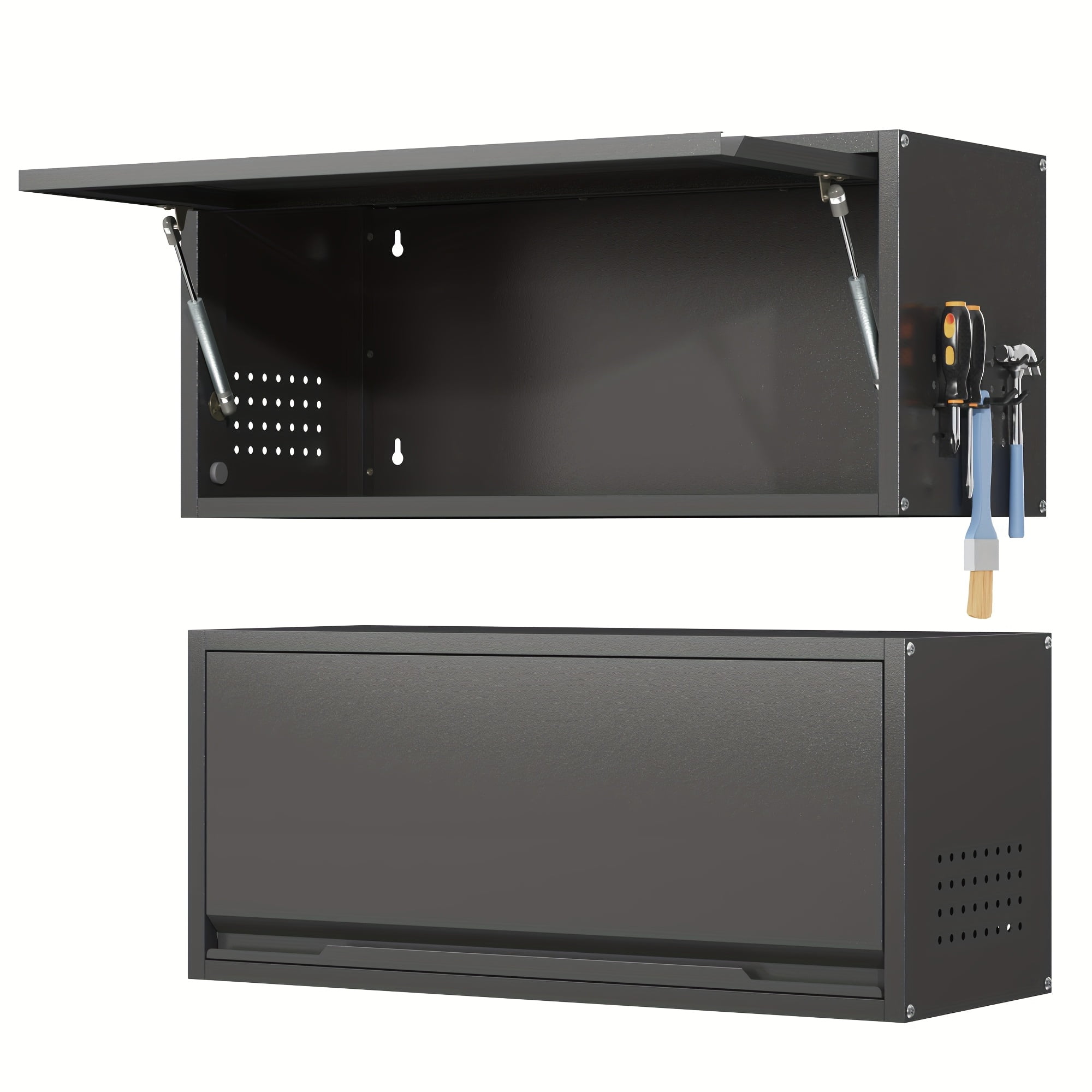 Garage Wall Cabinet, Metal Wall Cabinet With Up-Flip Door, 31.5" W Wall ...