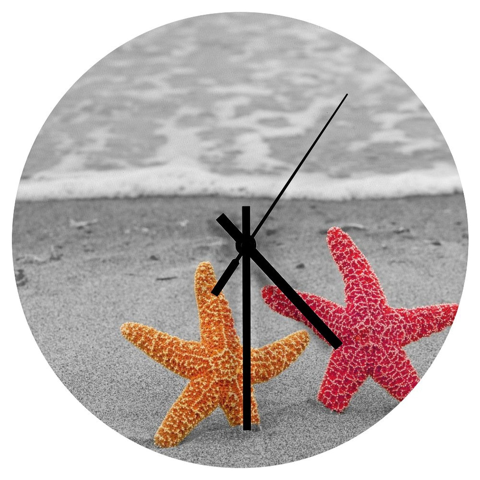 Garage Wall Clock Beach Star Sea star Clocks 12 inch Mute Fashion Round ...