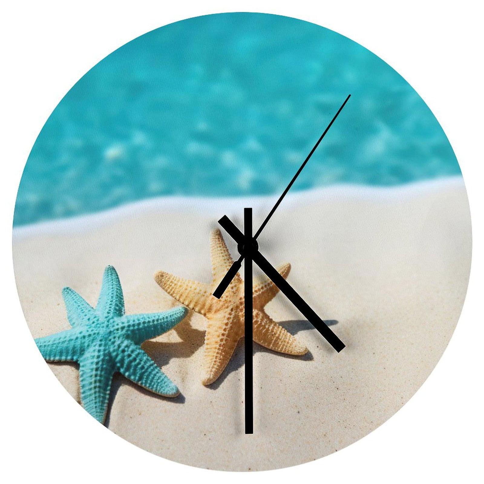 Garage Wall Clock Beach Star Sea star Clocks 12 inch Silent Wood Round ...