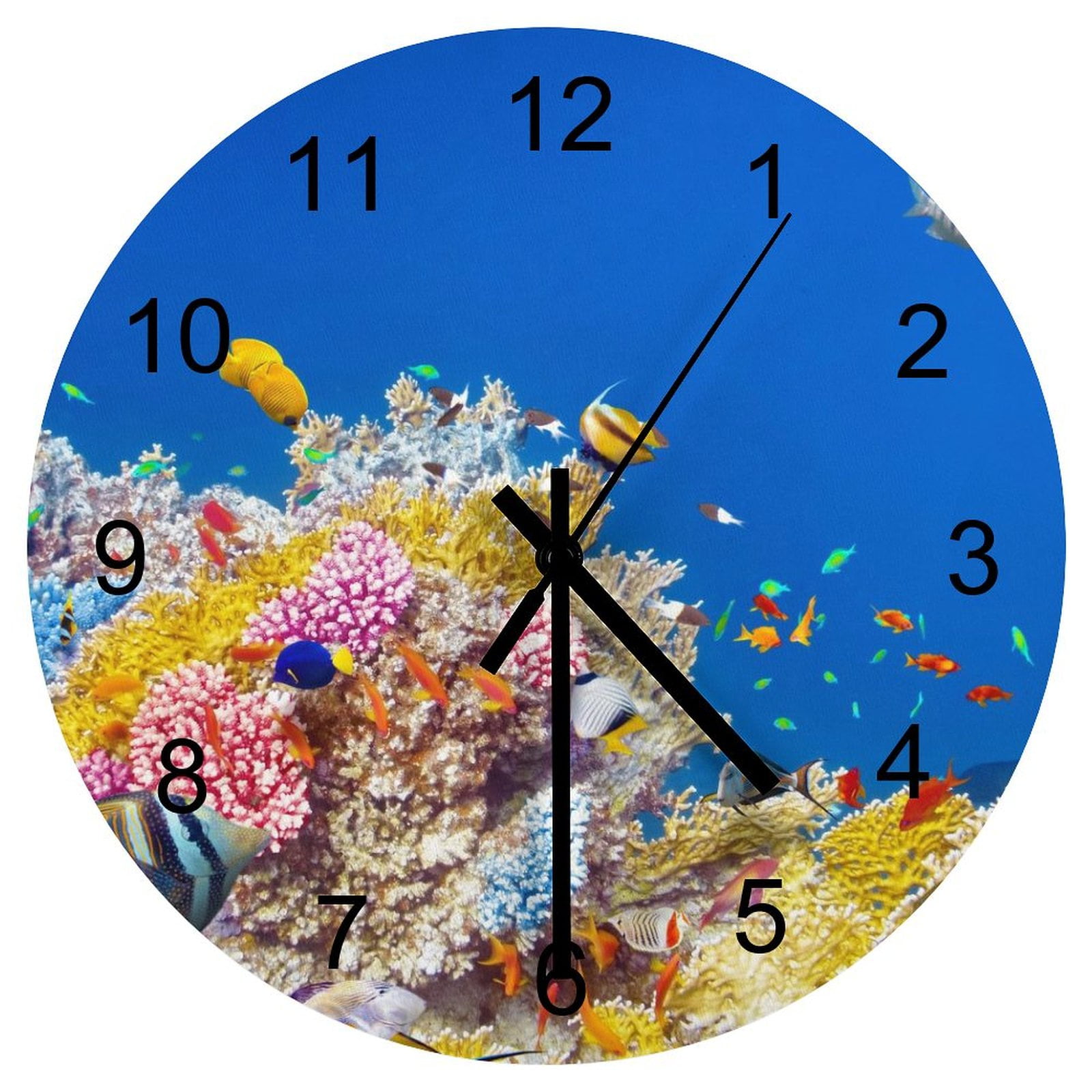 Garage Wall Clock Lively underwater world Clocks 12 inch Mute Wooden ...