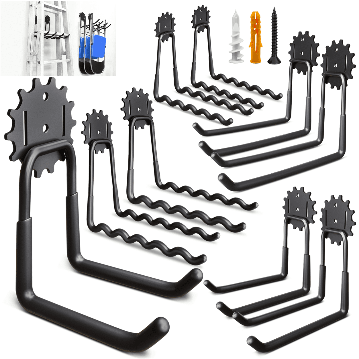 Garage Wall Hook 9-piece, Heavy Duty garage hook with extra soldering ...