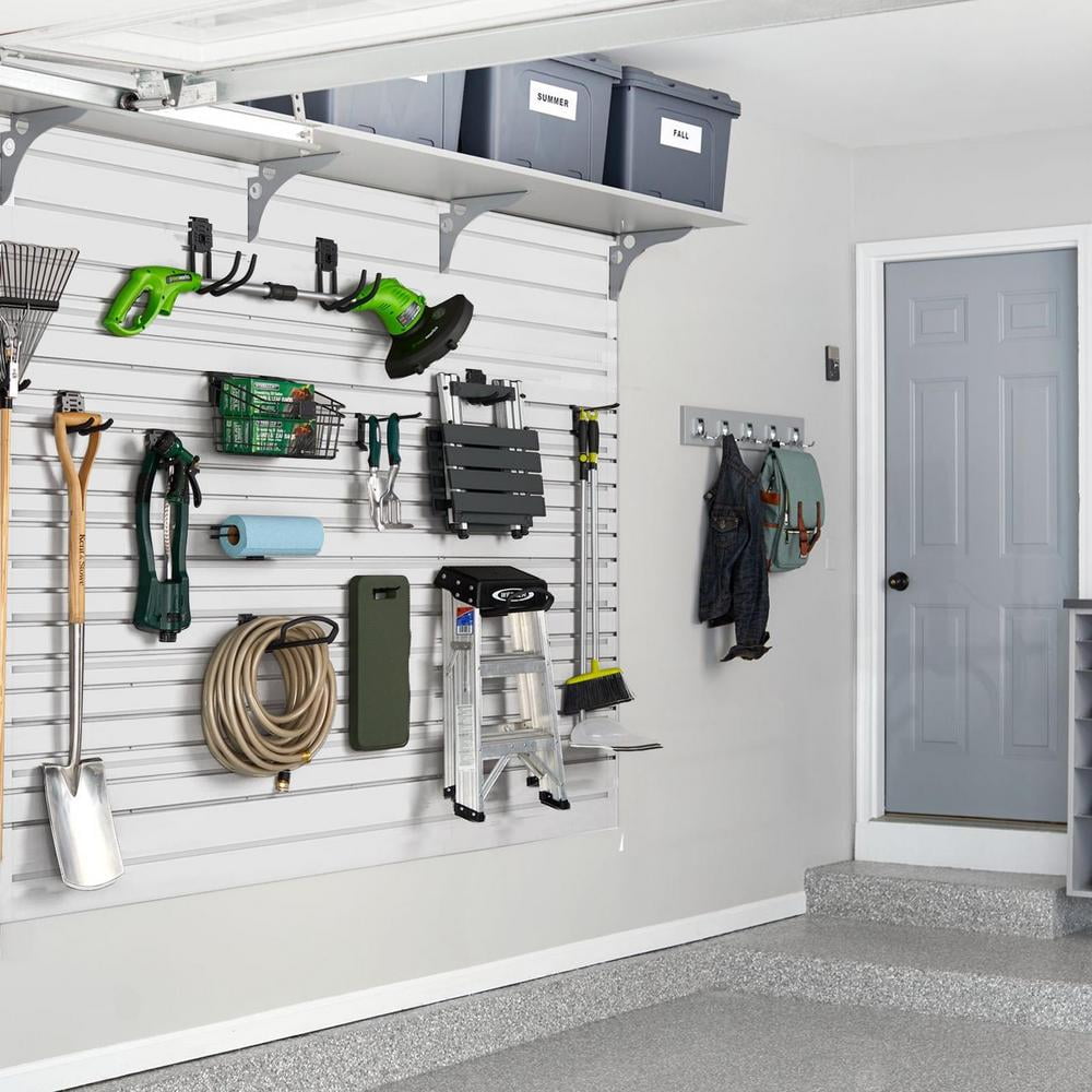 Garage Wall Organizer Slatwall Panels, 4Ft X 4Ft PVC Slat Wall System ...