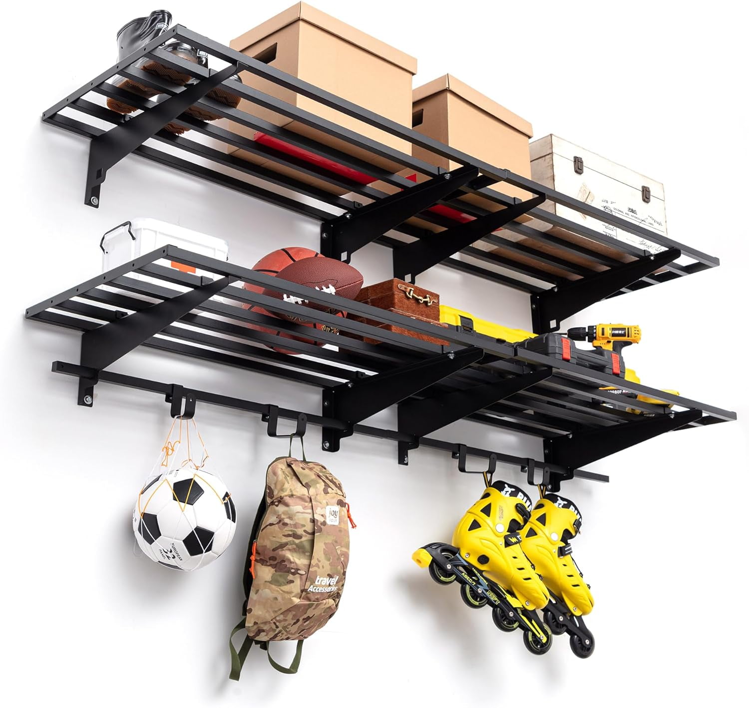 Garage Wall Shelving with Hooks,2-Pack 1.64 x 6ft Garage Storage Rack ...
