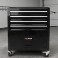Garage Workshop Jet Black Powder-Coated Steel 4-Drawer Tool Cart for ...