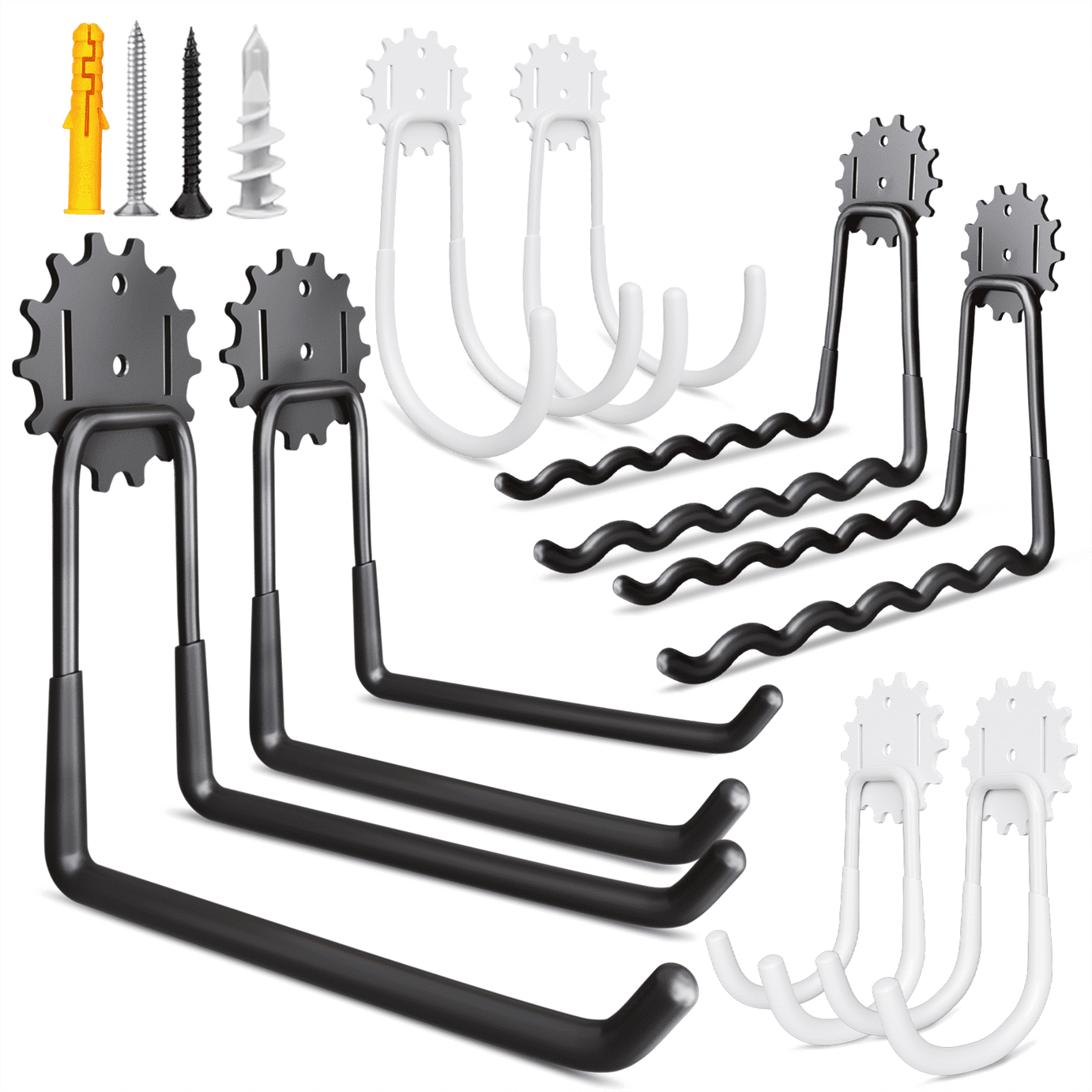 Garage hooks Black and white 8-piece garage hooks Heavy duty utility ...