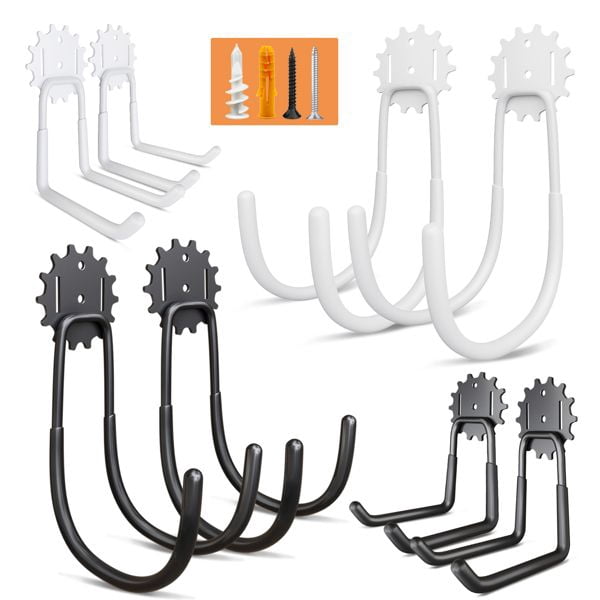 Garage hooks Black and white 8-piece garage hooks Heavy duty, utility ...