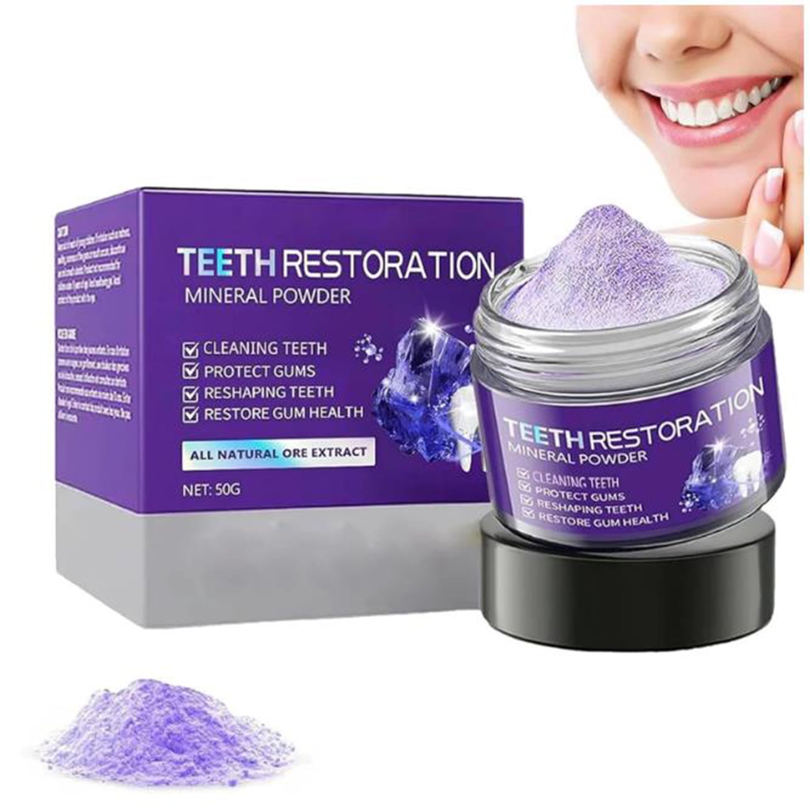 GarageLine Teeth Restoration Mineral Powder, Purple Whitening Teeth ...