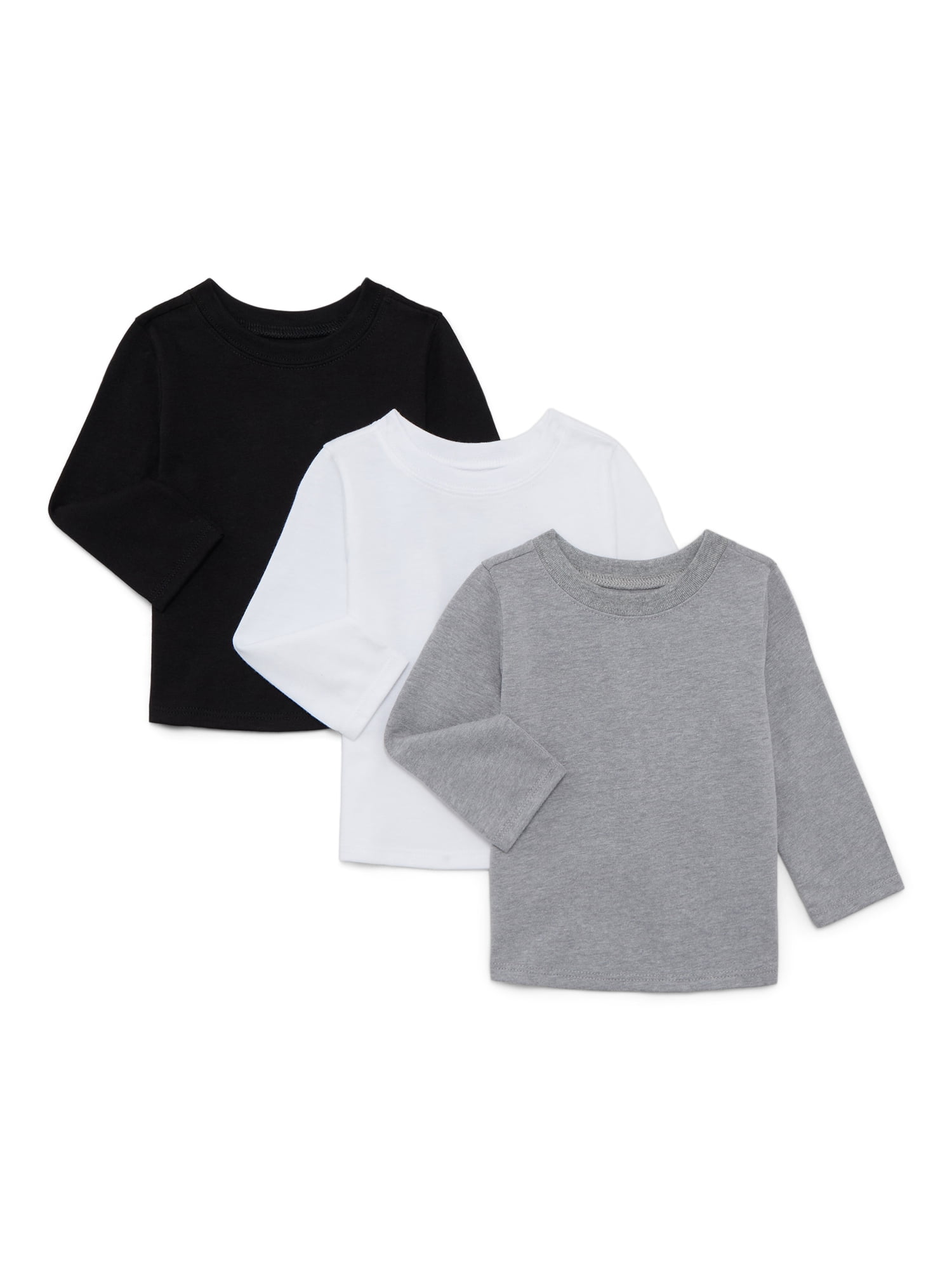 Garanimals Baby Boys Solid Tee with Long Sleeves, 3-Pack, Sizes 0M-24M ...