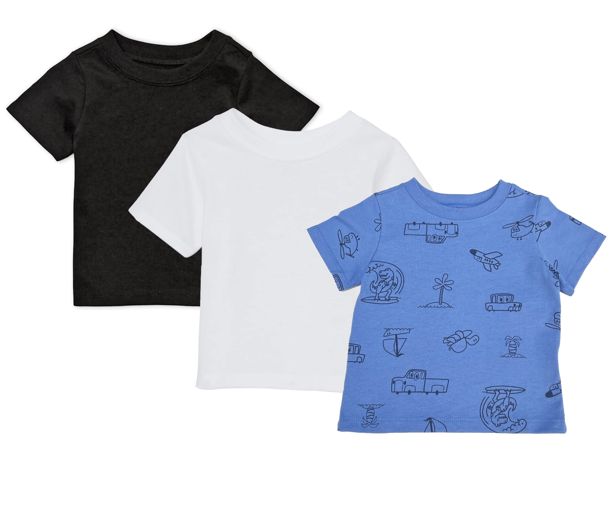 Garanimals Baby Boy Basic Short Sleeve T-Shirt Multipack, 3-Pack, Sizes ...