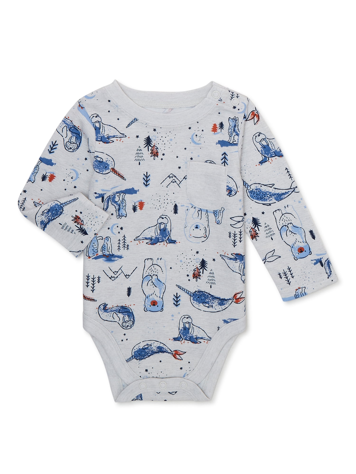 Garanimals Baby Boy Long Sleeve All Over Print Bodysuit, Sizes 0 Month - 24 Months - Walmart.com