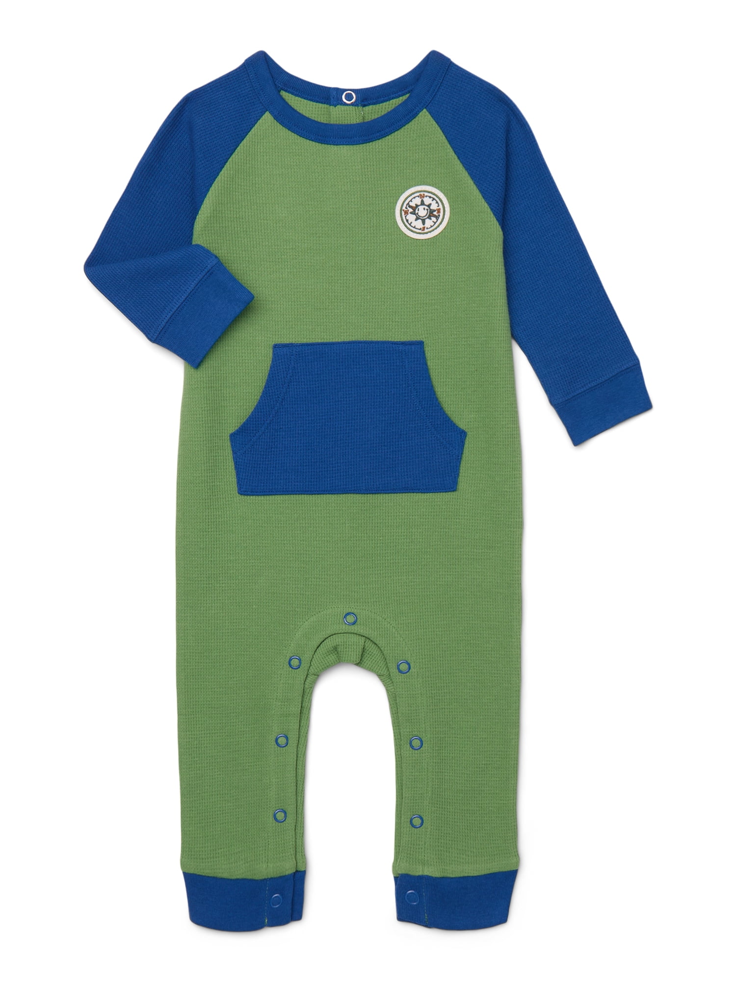 Garanimals Baby Boys Colorblock Waffle Jumpsuit One-Piece with Long ...