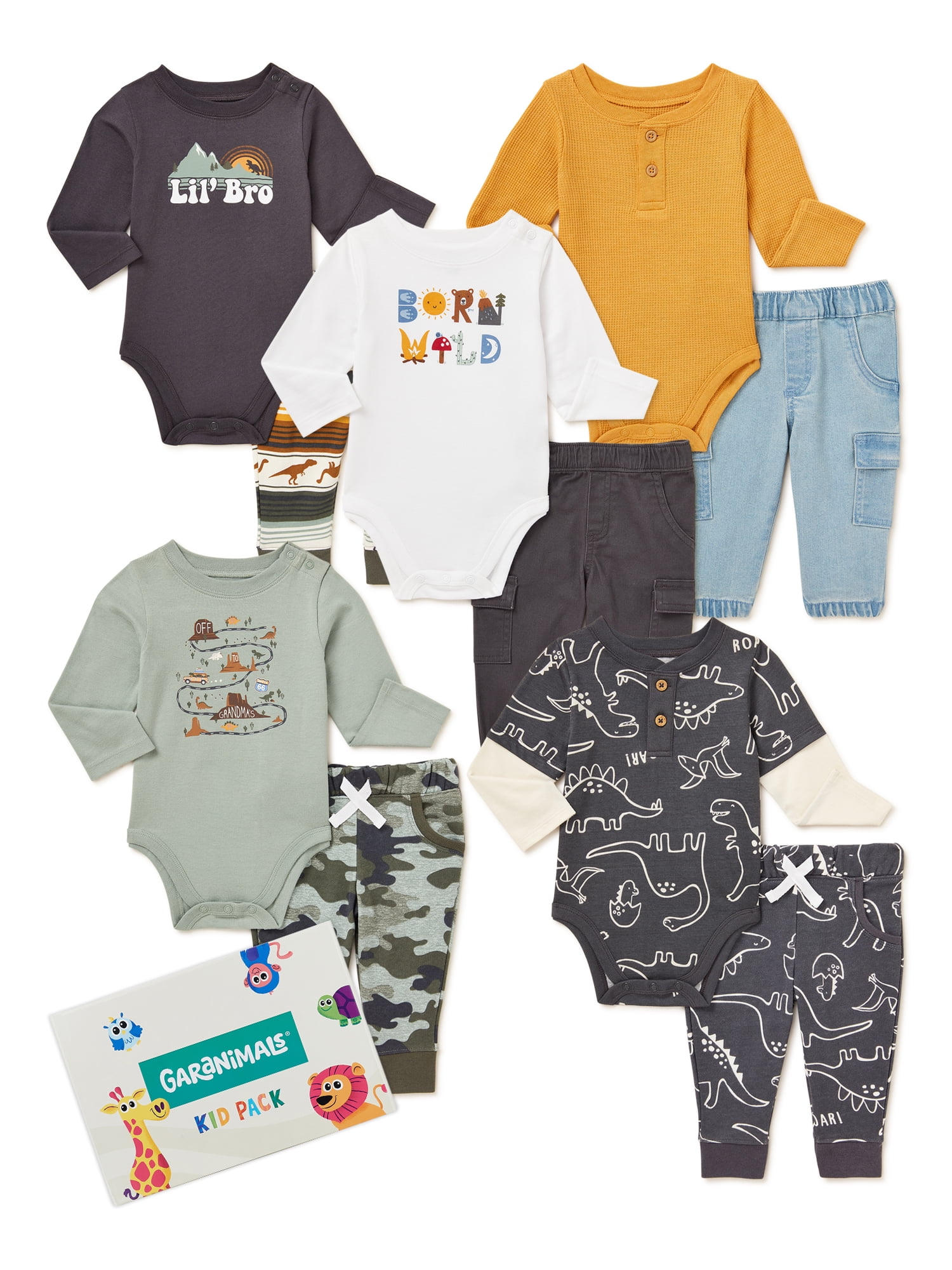 Garanimals Baby Boy Long Sleeve Mix & Match Outfit Bundle Kid-Pack Gift ...