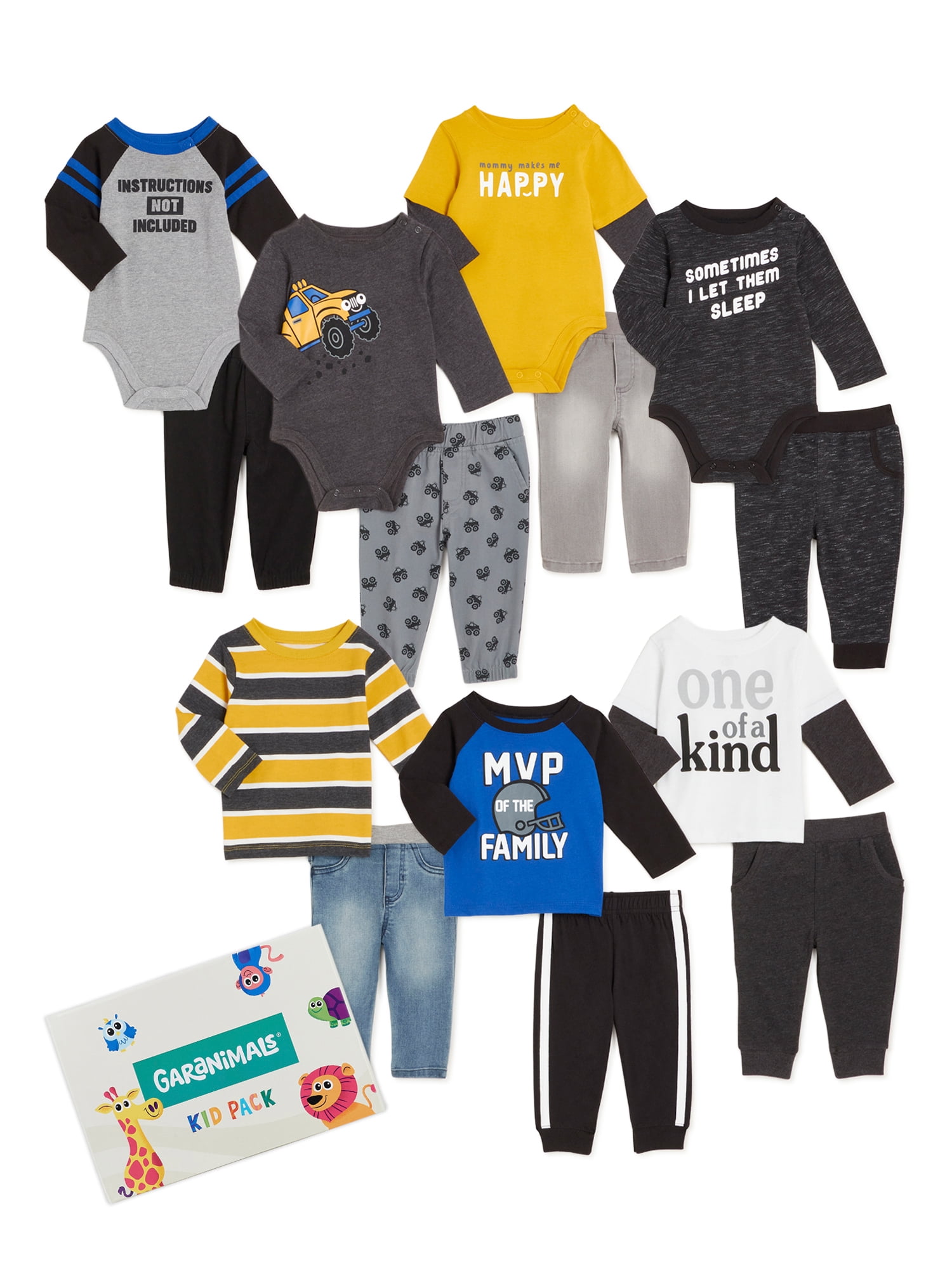 Garanimals Baby Boy Long Sleeve Mix & Match Outfit Kid Pack Gift Box ...