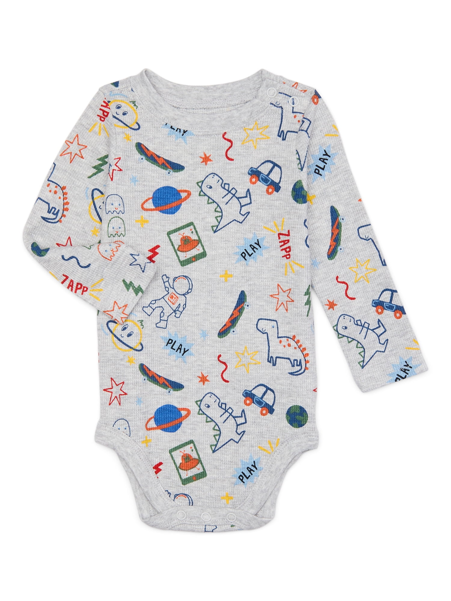 Garanimals Baby Boy Long Sleeve Thermal Bodysuit - Cotton Blend - Walmart.com