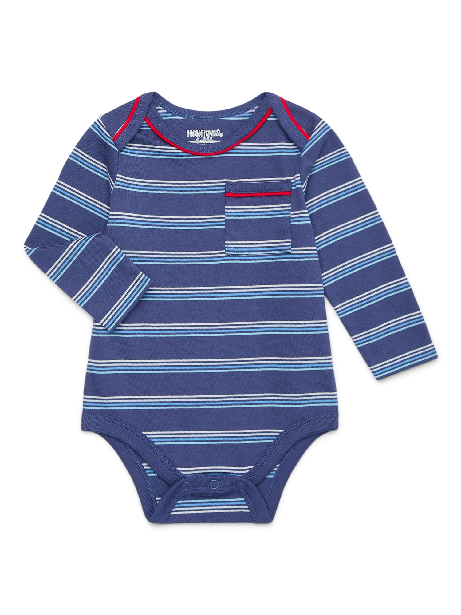 Garanimals Baby Boy Long Sleeve Striped Jersey Bodysuit with Pocket ...