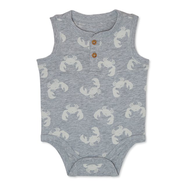 Garanimals Baby Boy Print Jersey Henley Tank Bodysuit, Sizes 0-24 ...