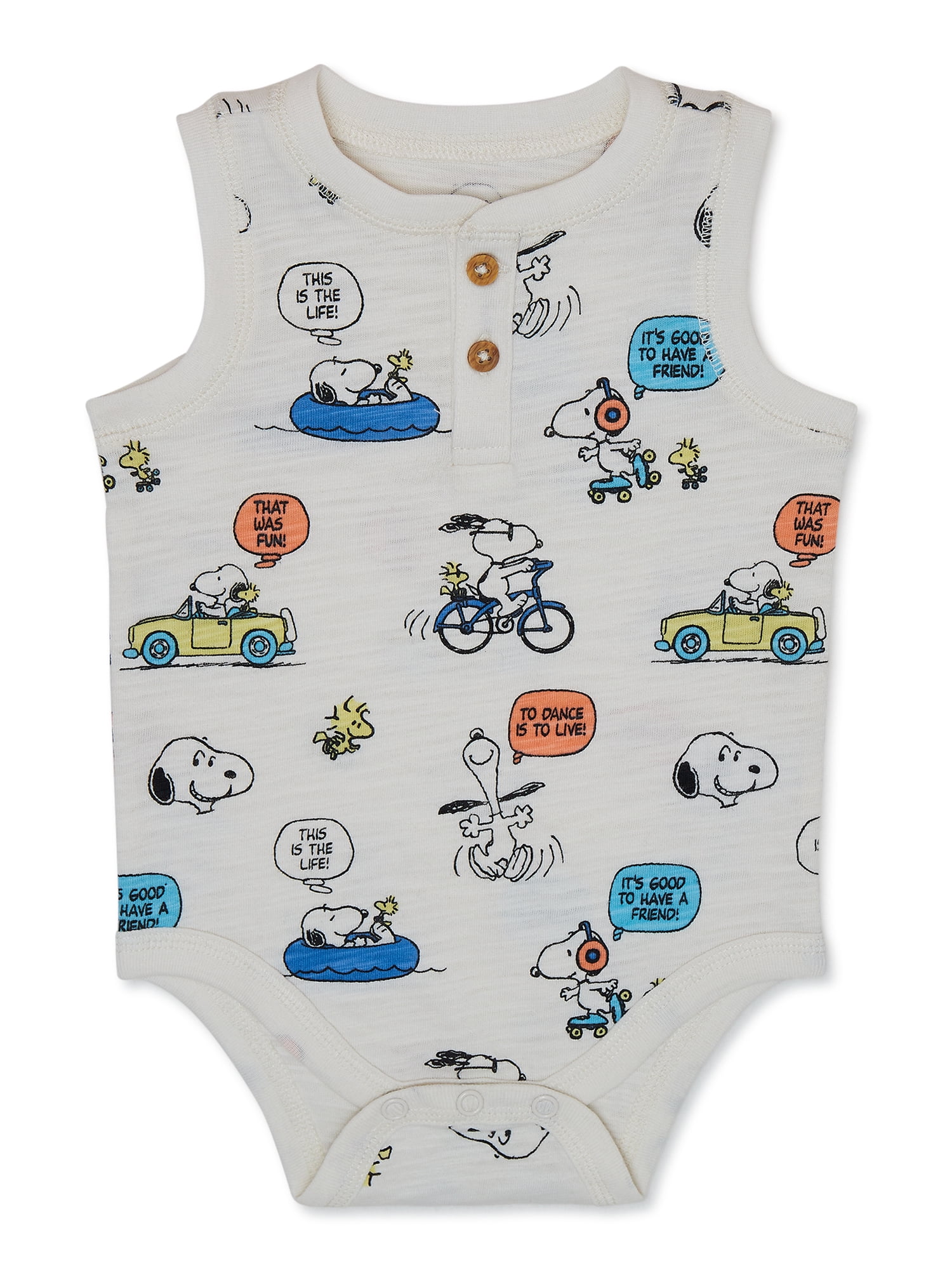 Garanimals Baby Boy Snoopy Print Henley Tank Bodysuit - Walmart.com