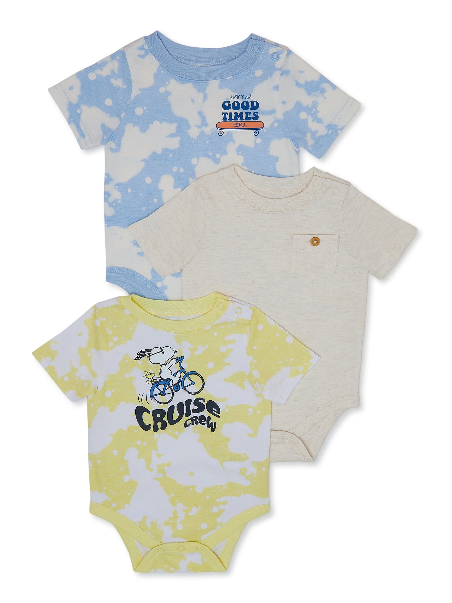 Garanimals Baby Boy Short Sleeve Bodysuit Multipack, 3-Pack, Sizes 0-24 Months - Walmart.com