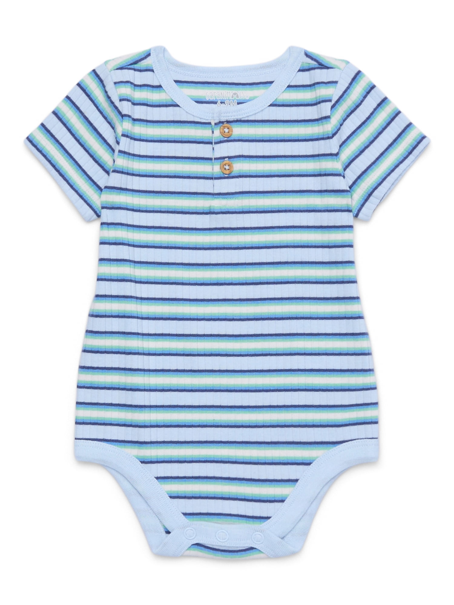 Garanimals Baby Boy Short Sleeve Flat Rib Striped Henley Bodysuit, Sizes 0-24 Months - Walmart.com