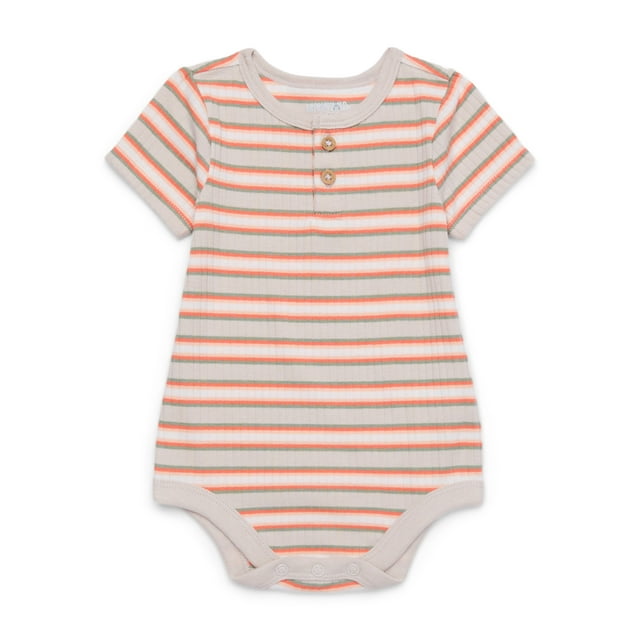 Garanimals Baby Boy Short Sleeve Flat Rib Striped Henley Bodysuit, Sizes 0-24 Months - Walmart.com