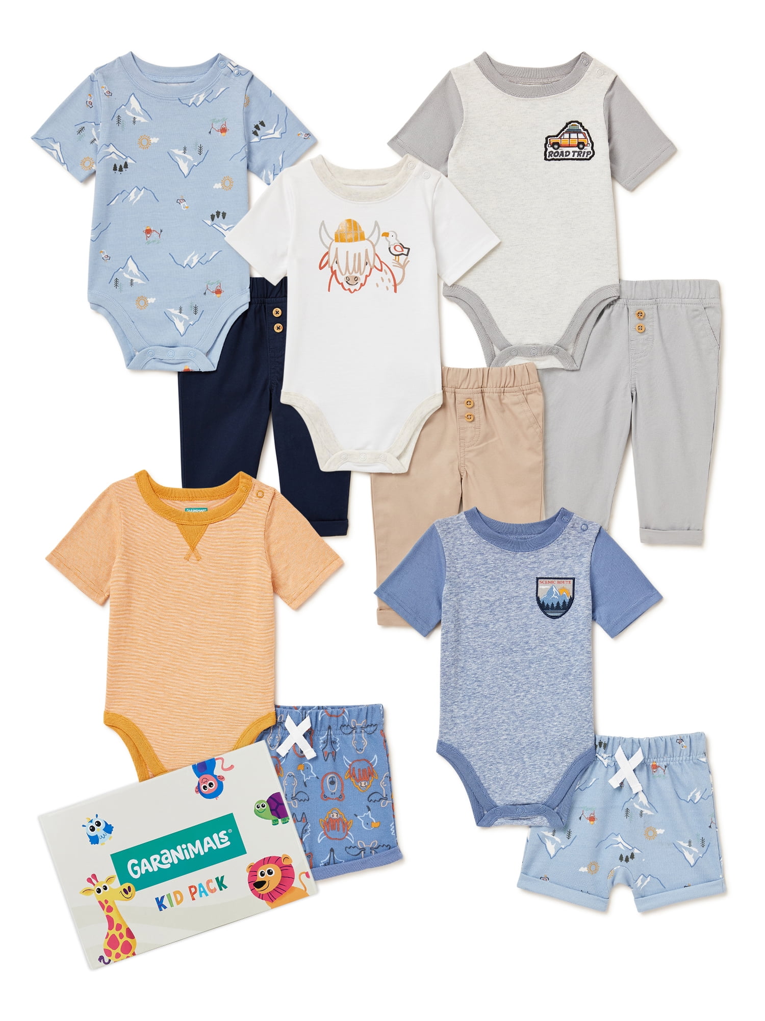 Garanimals Baby Boy Short Sleeve Mix & Match Outfit Bundle Kid-Pack ...